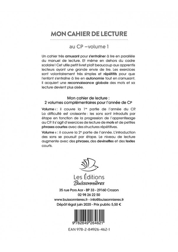 Scop Les Editions buissonnieres - Mon cahier de lecture – 2e année de ...